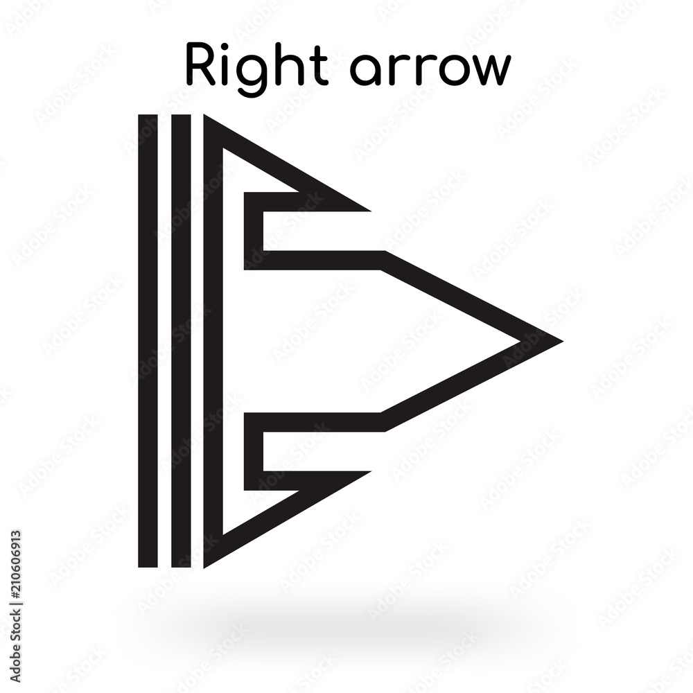 Right arrow icon vector sign and symbol isolated on white background ...