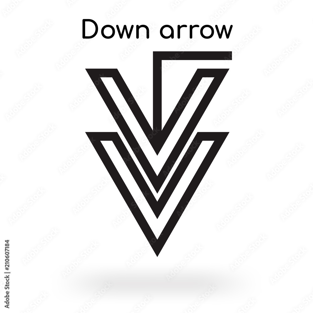 Down arrow icon vector sign and symbol isolated on white background ...