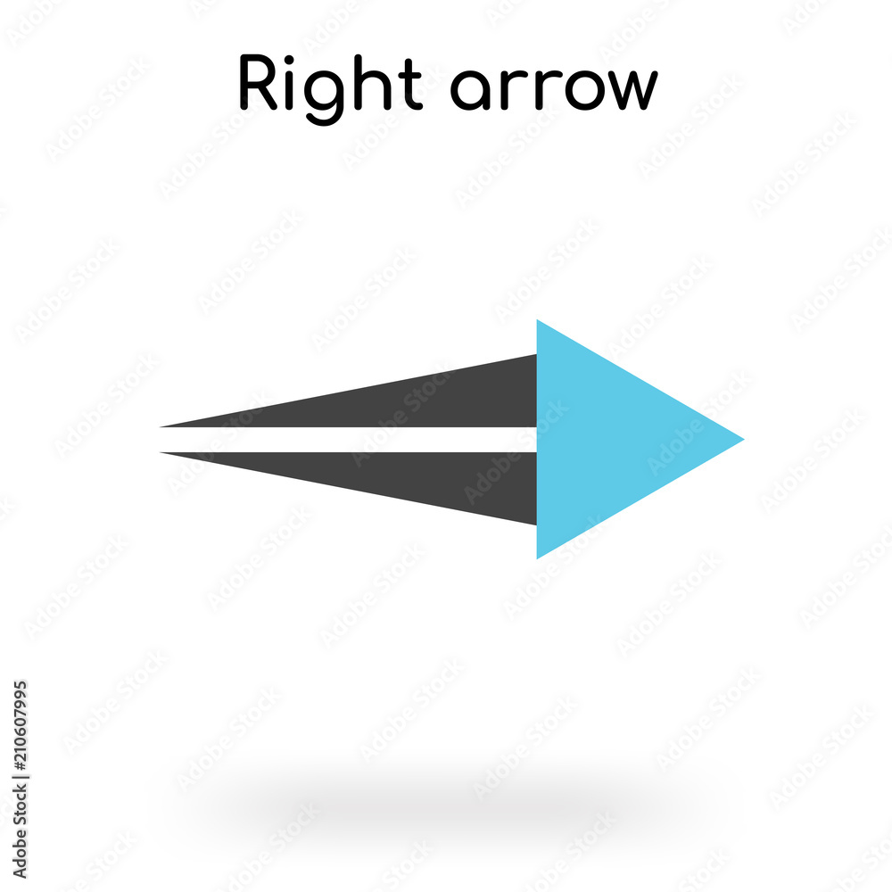 Right arrow icon vector sign and symbol isolated on white background ...