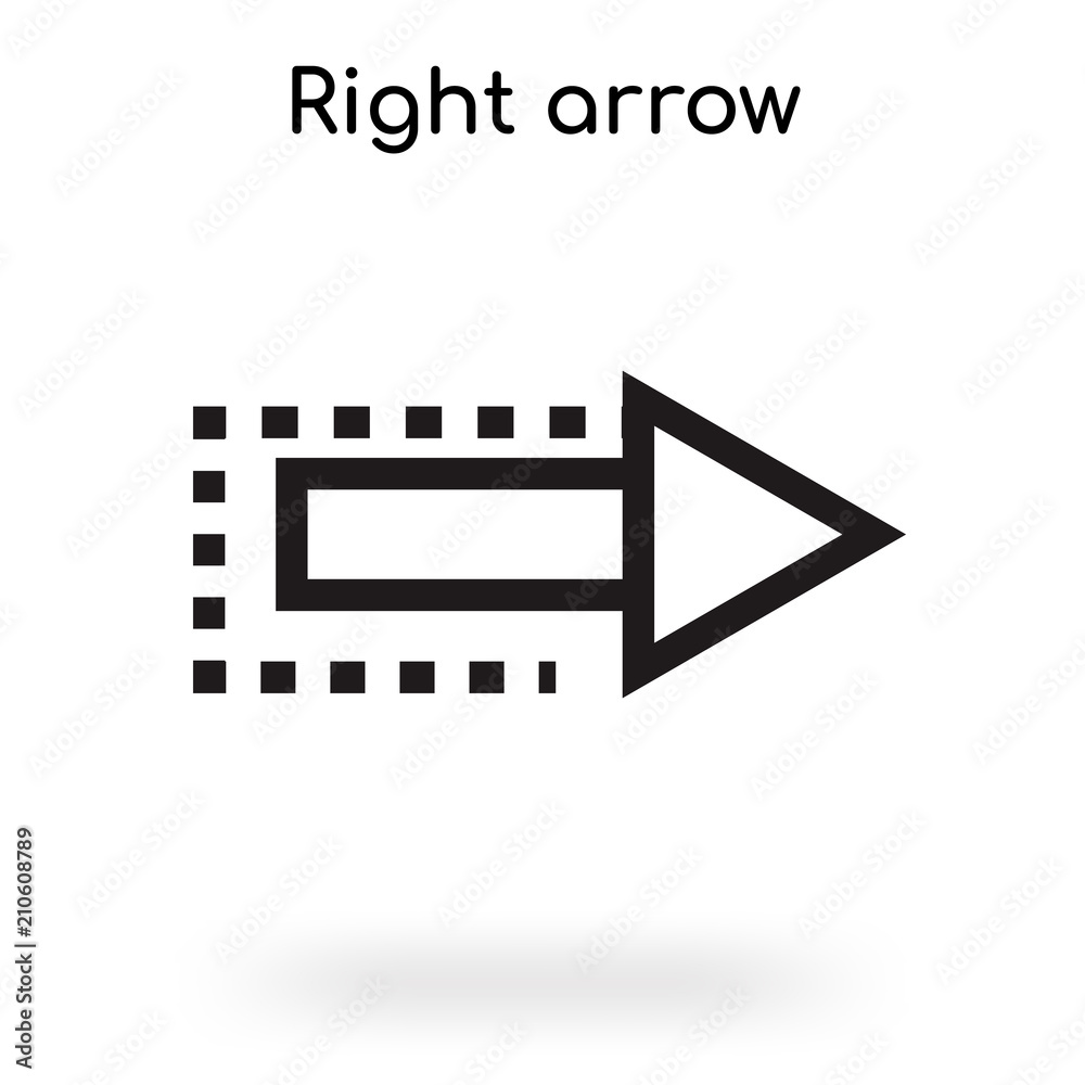 Right arrow icon vector sign and symbol isolated on white background ...
