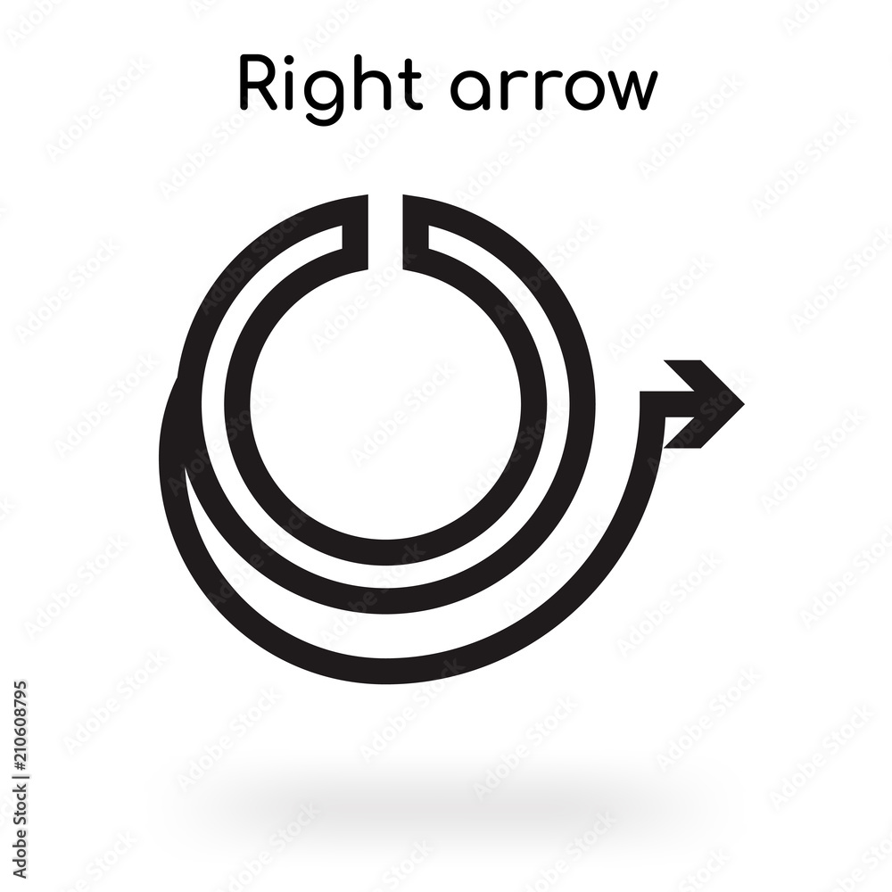 Right arrow icon vector sign and symbol isolated on white background ...