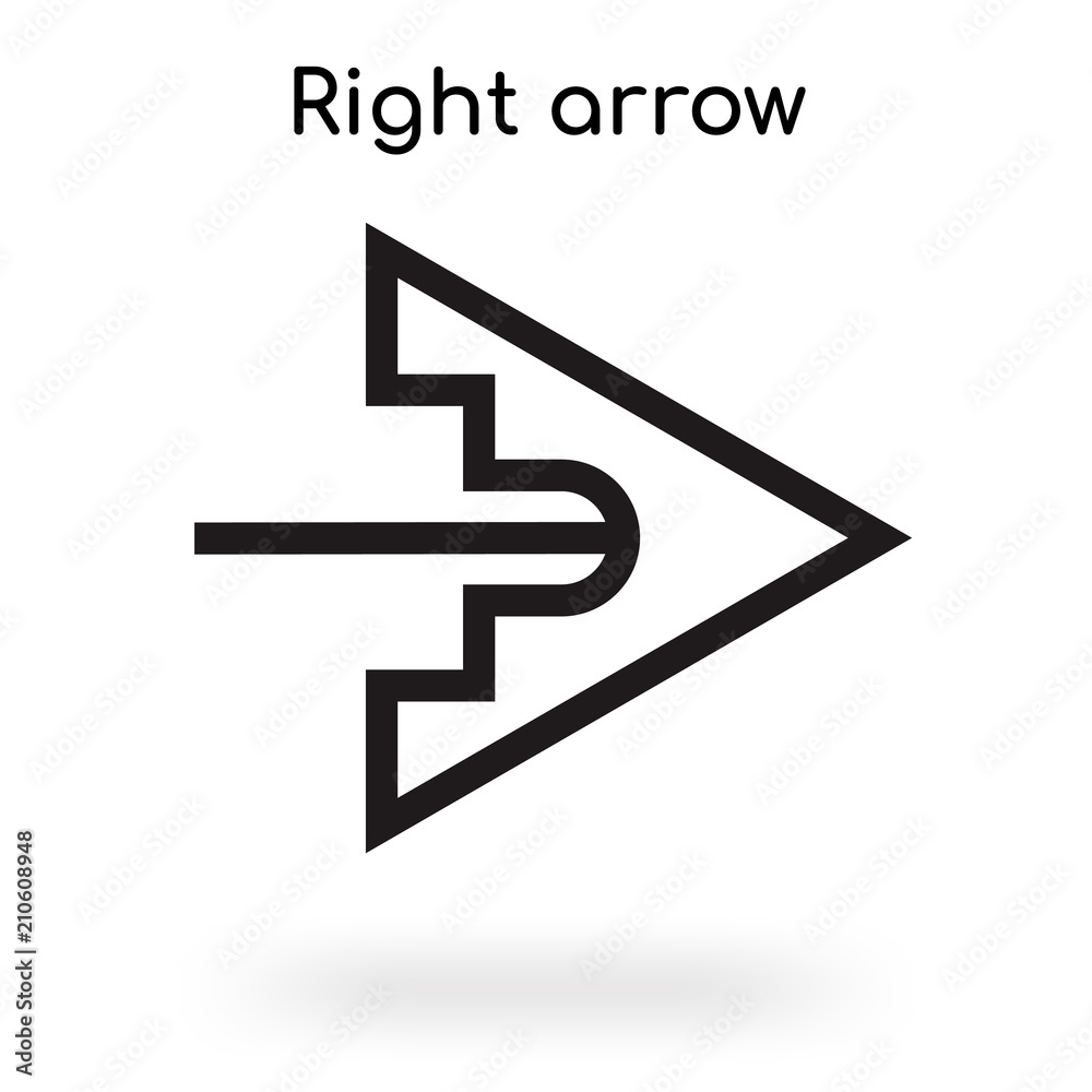 Right arrow icon vector sign and symbol isolated on white background ...