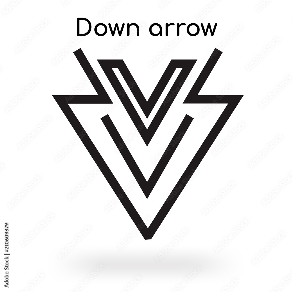 Down arrow icon vector sign and symbol isolated on white background ...