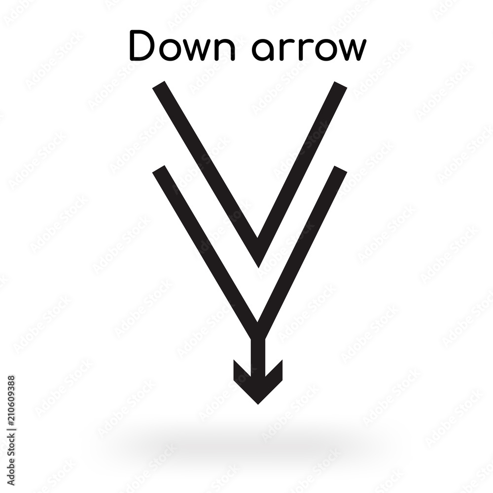 Down arrow icon vector sign and symbol isolated on white background ...