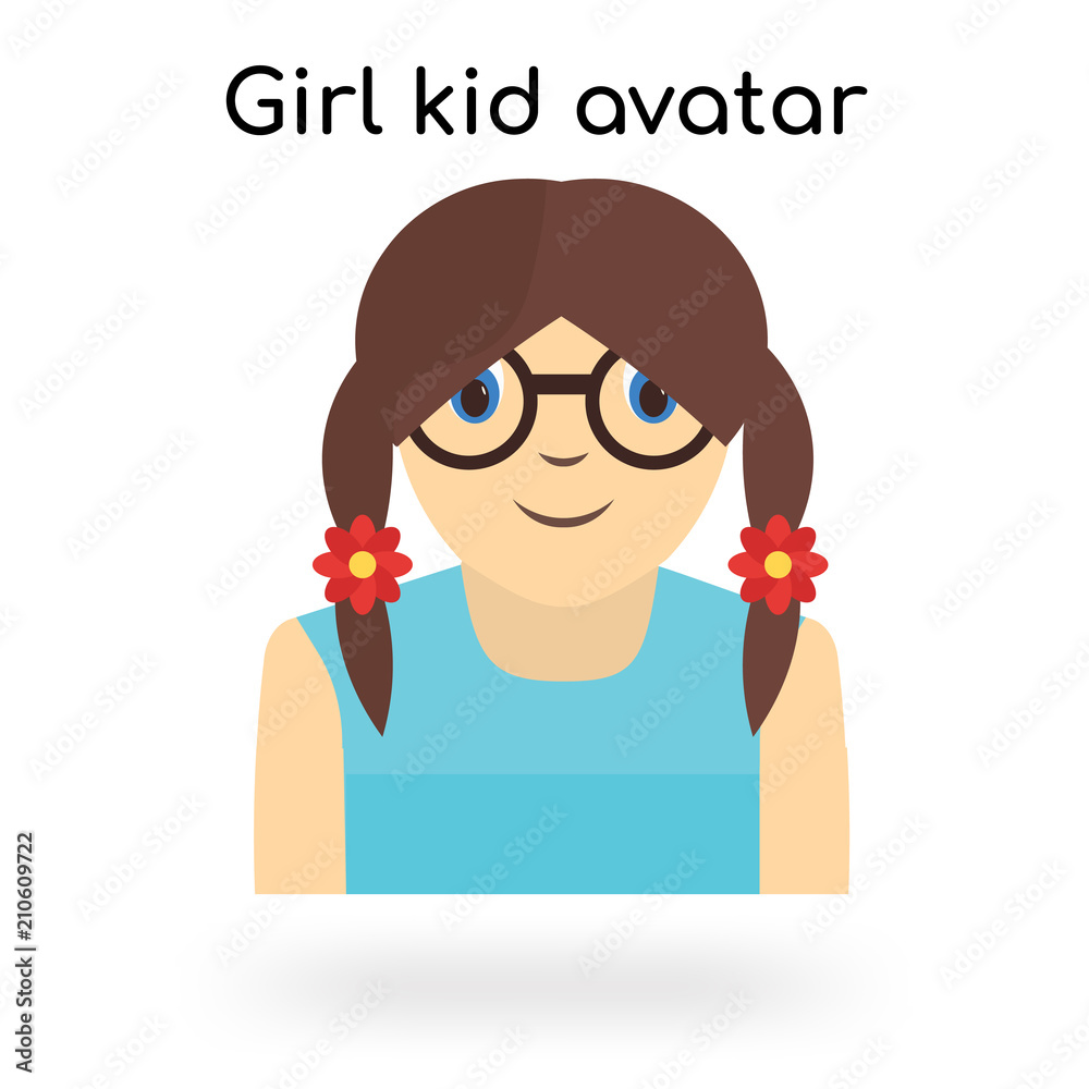 Girl kid avatar icon vector sign and symbol isolated on white ...