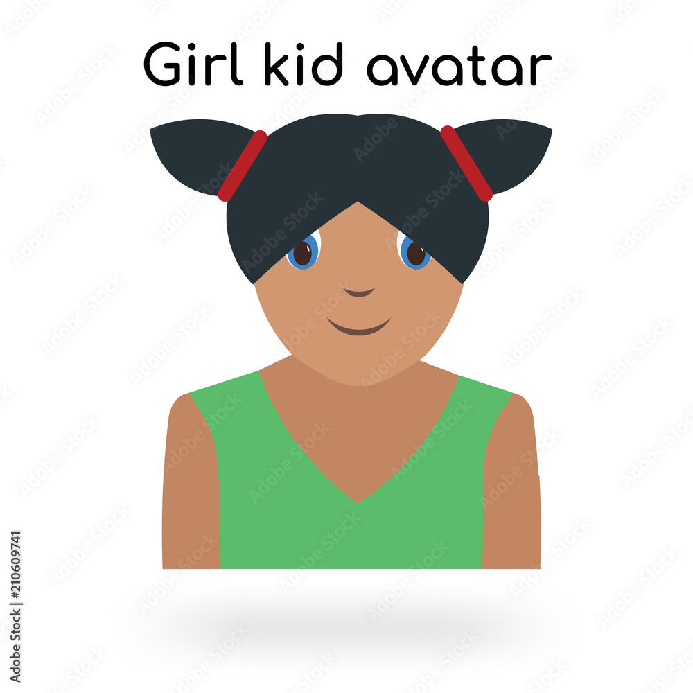 Girl kid avatar icon vector sign and symbol isolated on white ...