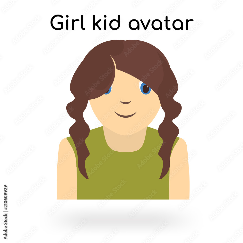 Girl kid avatar icon vector sign and symbol isolated on white ...