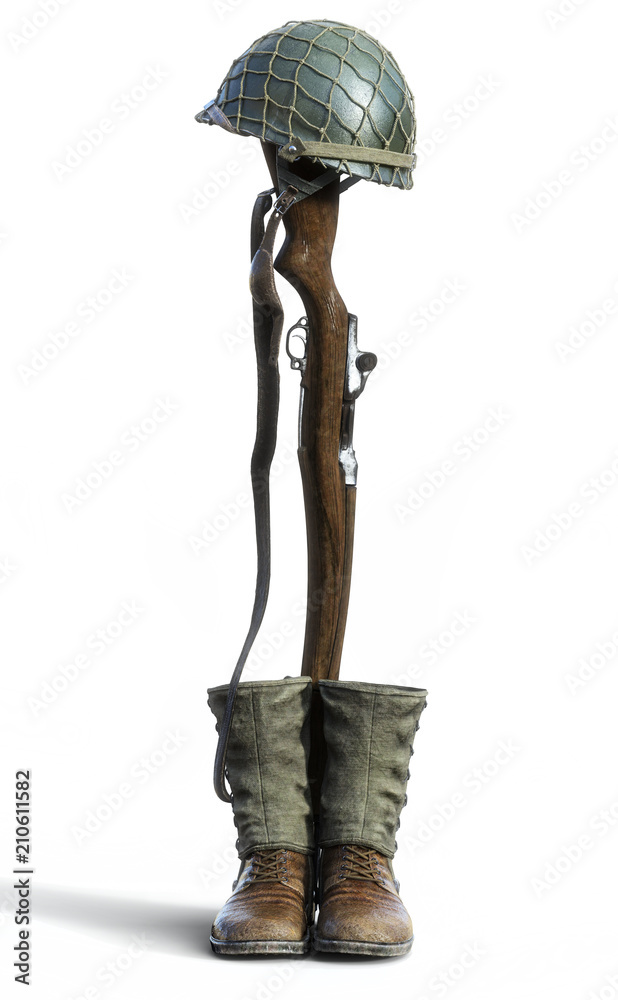 The fallen solder battlefield cross symbol of a fallen service member ...