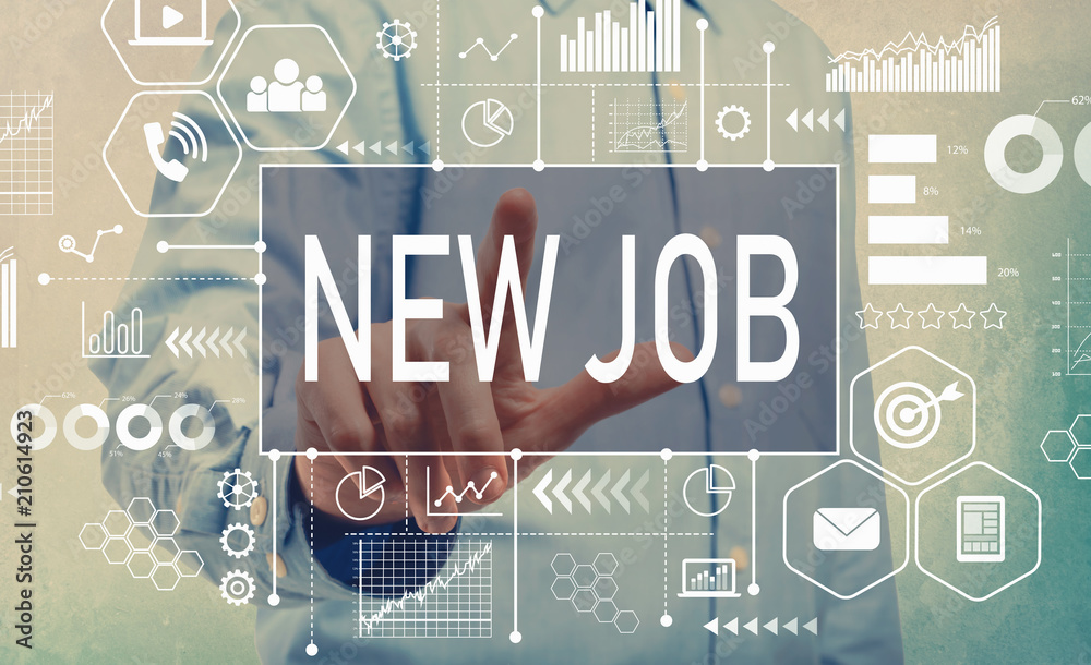 New Job with businessman pointing digital screen Stock Photo | Adobe Stock