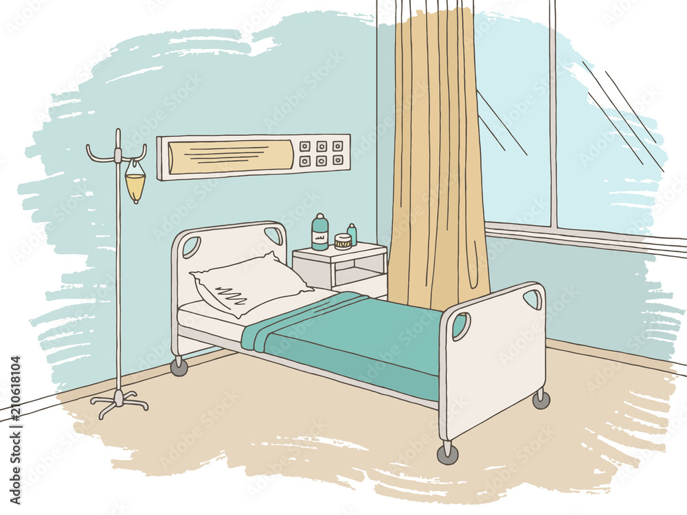 Hospital ward graphic color interior sketch illustration vector Stock ...