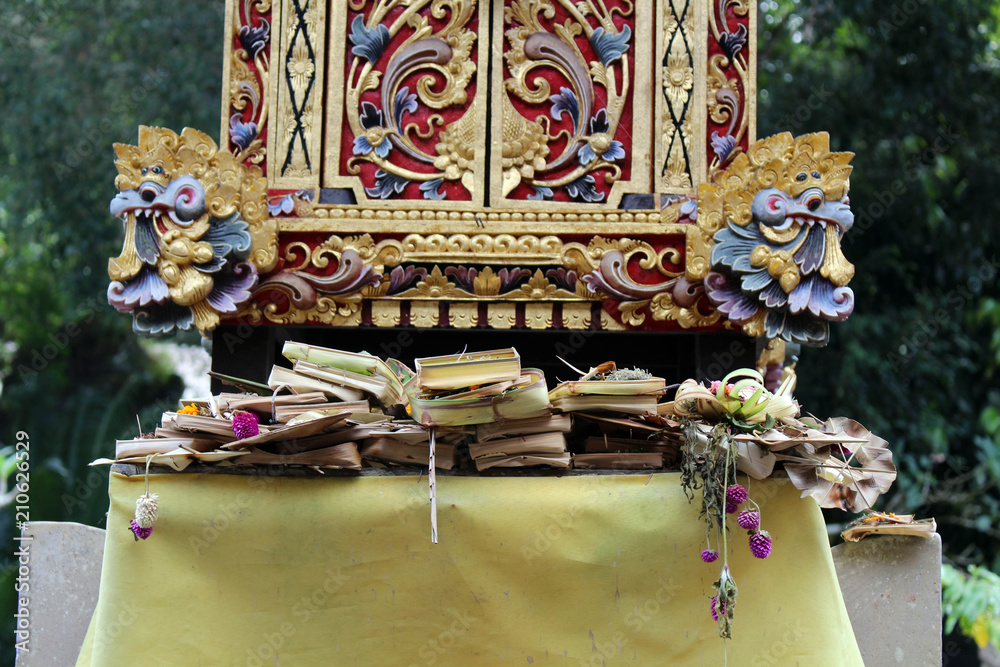 The Balinese daily offerings in Hindu ritual. Locally called "canang ...