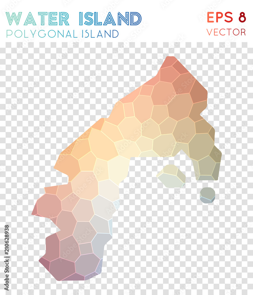 Water Island polygonal map, mosaic style island. Ravishing low poly ...