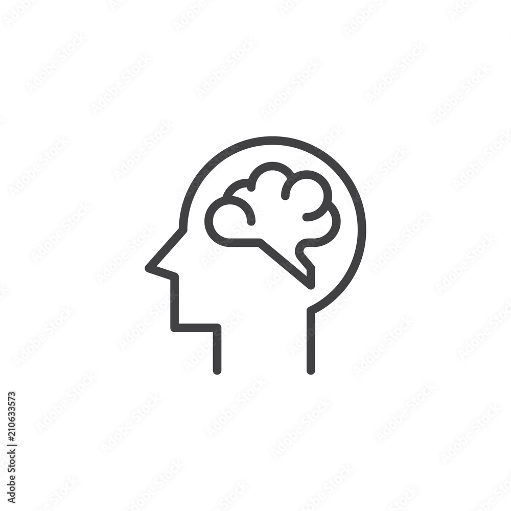 Human brain outline icon. linear style sign for mobile concept and web ...