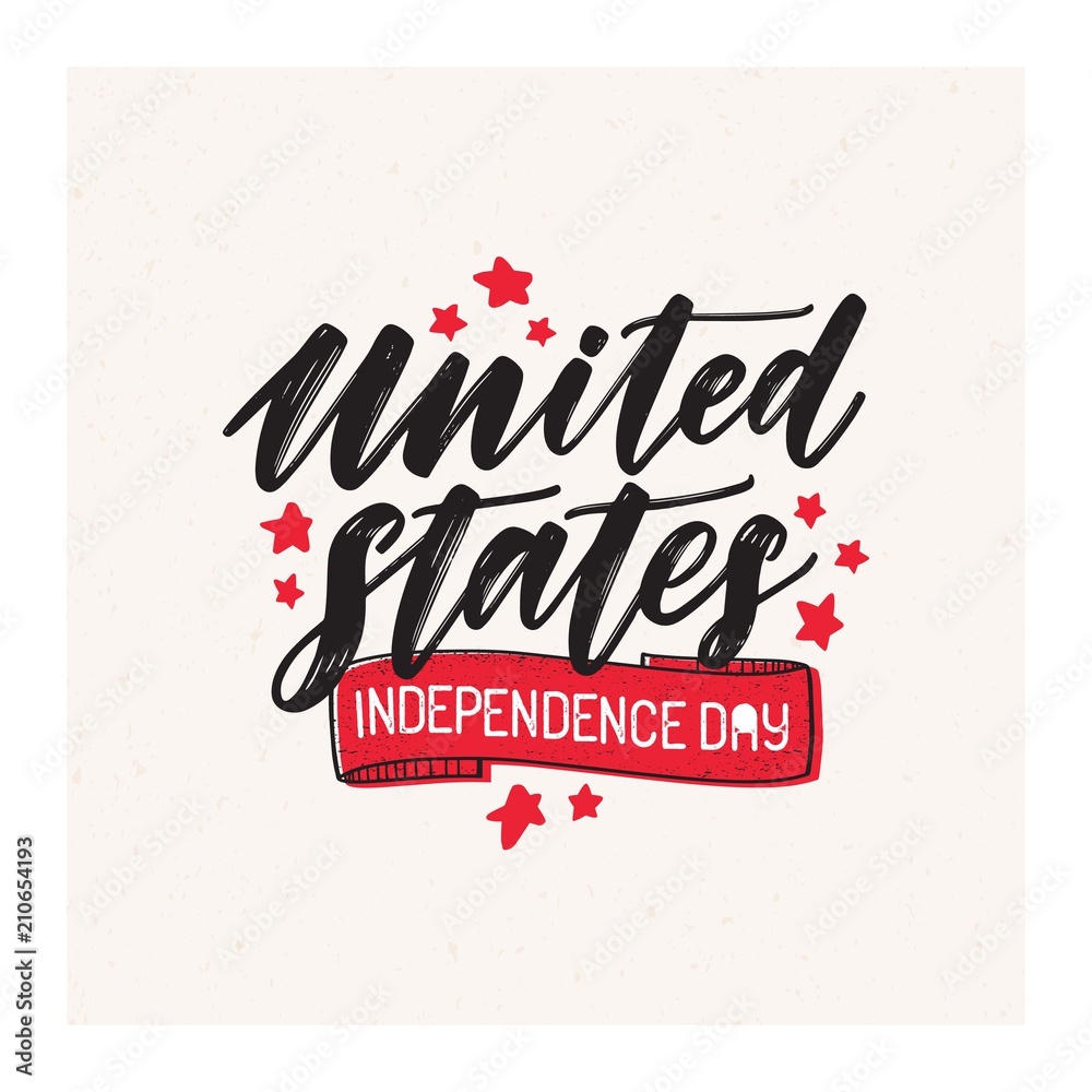 United States of America Independence Day lettering written with ...