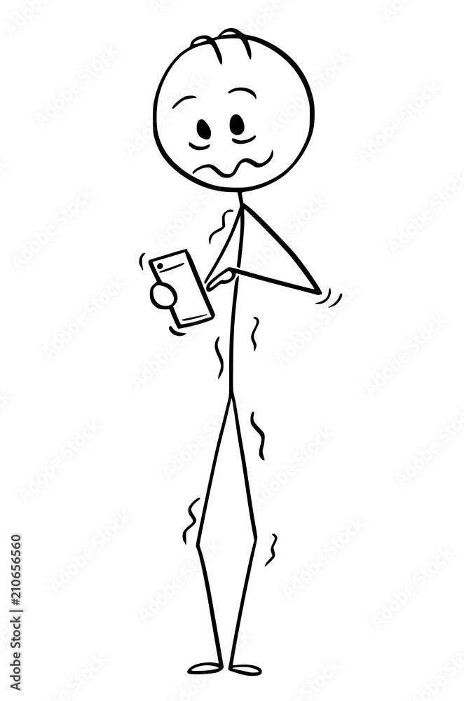 Cartoon stick drawing conceptual illustration of stressed man or ...