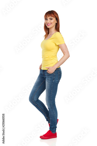 Woman Standing Looking Up Side