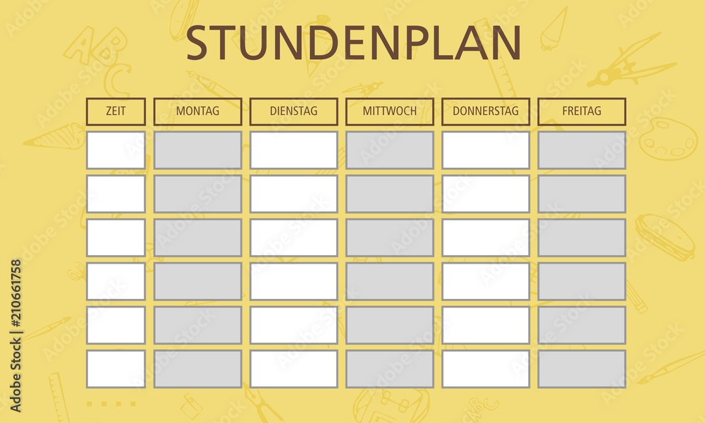 Stundenplan Pause Stock Vector | Adobe Stock