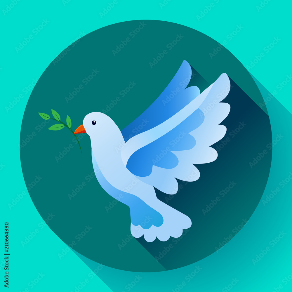 Blue dove of peace icon. Flying blue bird and peace concept. Pacifism ...