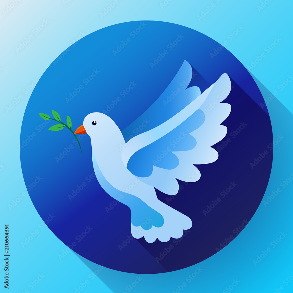 Blue dove of peace icon. Flying blue bird and peace concept. Pacifism ...