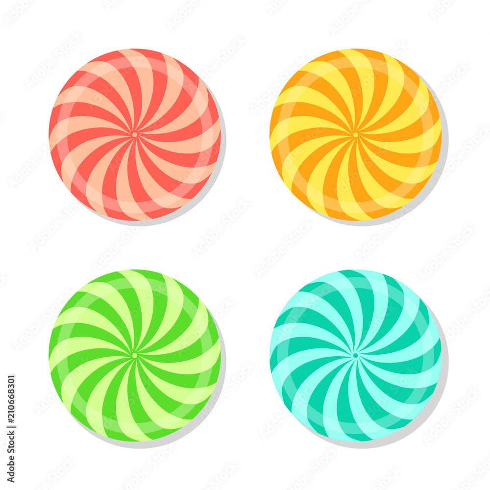 Round swirl candy set. Isolated on white background. Vector ...