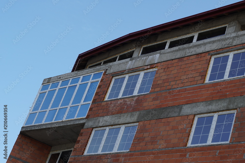Lower view of a newly built building without a facade Stock Photo ...