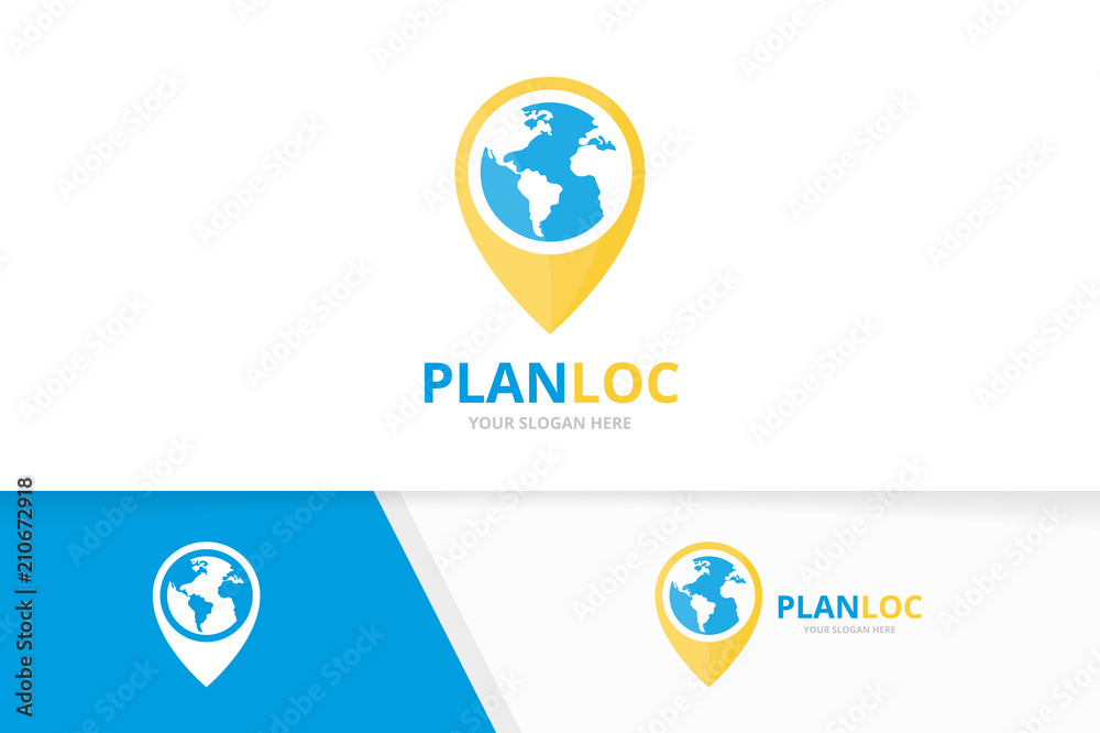 Vector world and map pointer logo combination. Earth and gps locator ...