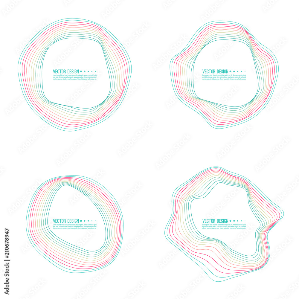 Vector set of deformed colorful circle banners. The text box with a ...