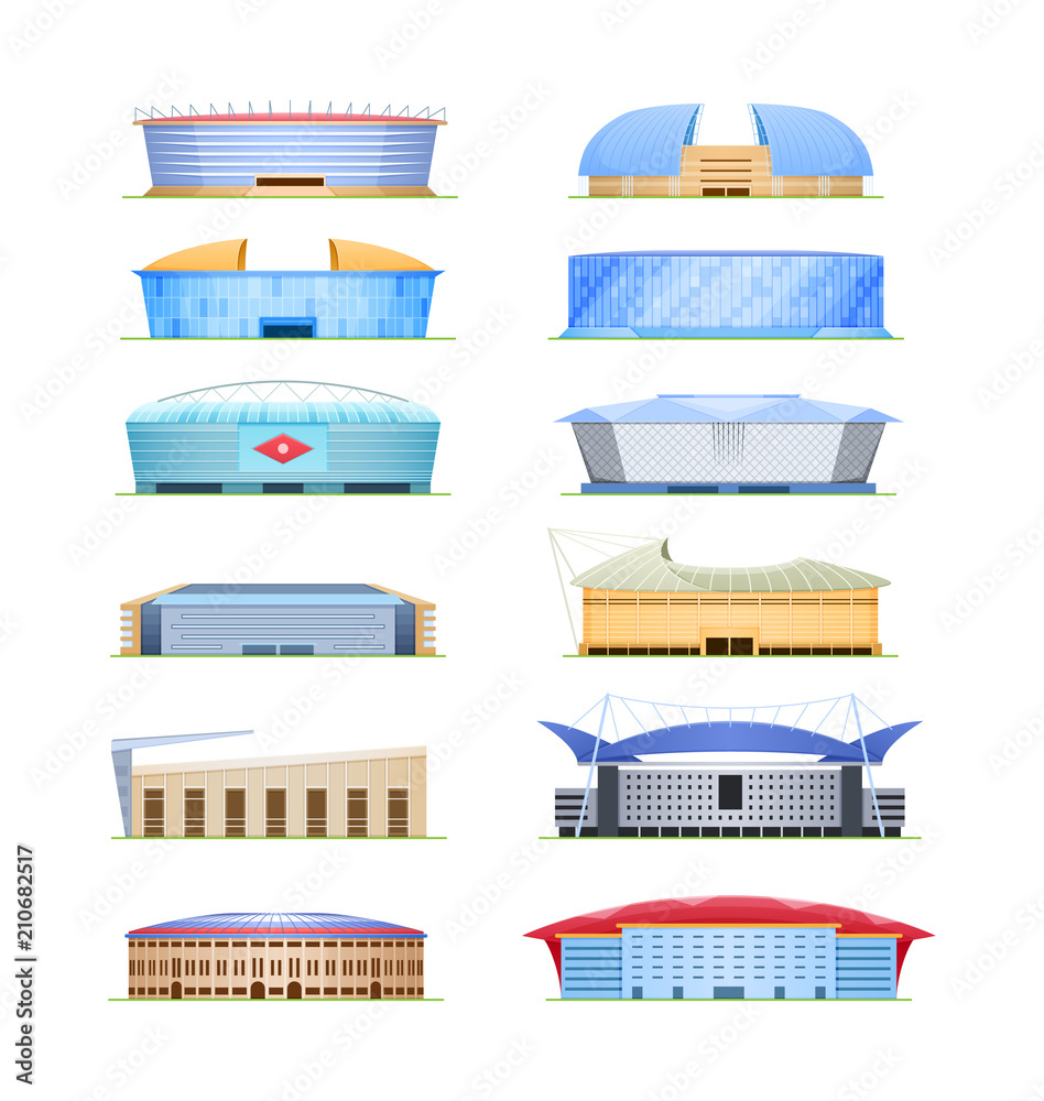 Set of sports stadium for football, Olympic Games, sports arena. Stock ...