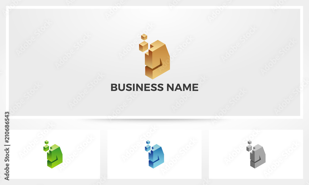 Letter D Block Stack Build Logo Stock Vector | Adobe Stock