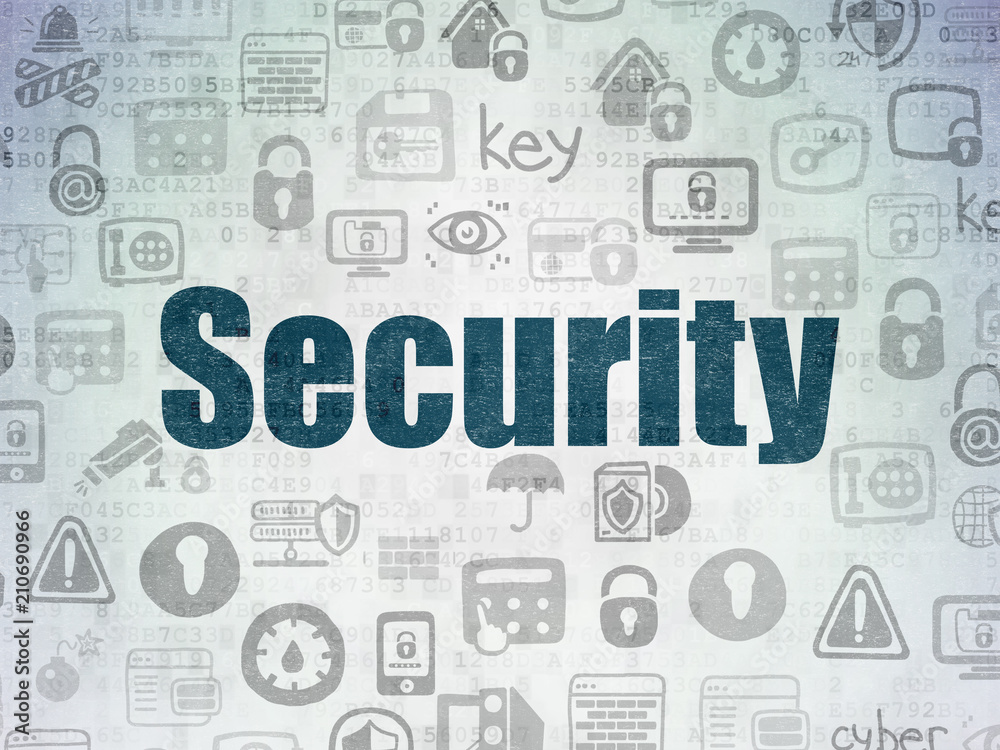 Safety concept: Painted blue text Security on Digital Data Paper ...