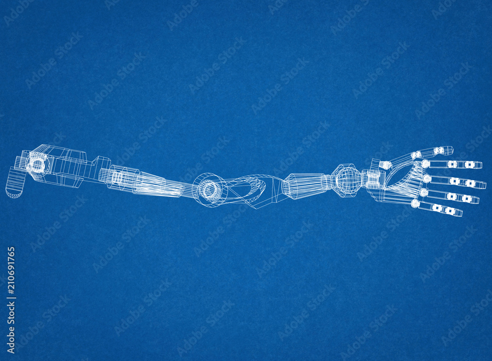 Robotic hand Architect Blueprint Stock Illustration | Adobe Stock