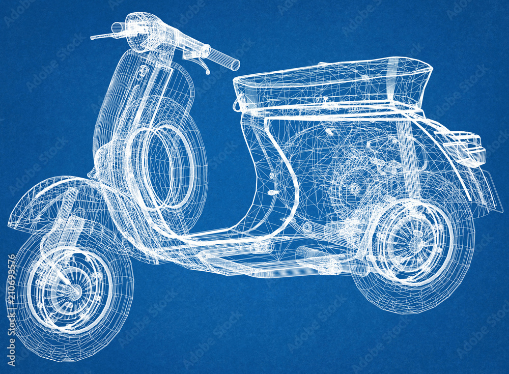 Scooter Architect Blueprint Stock Illustration | Adobe Stock