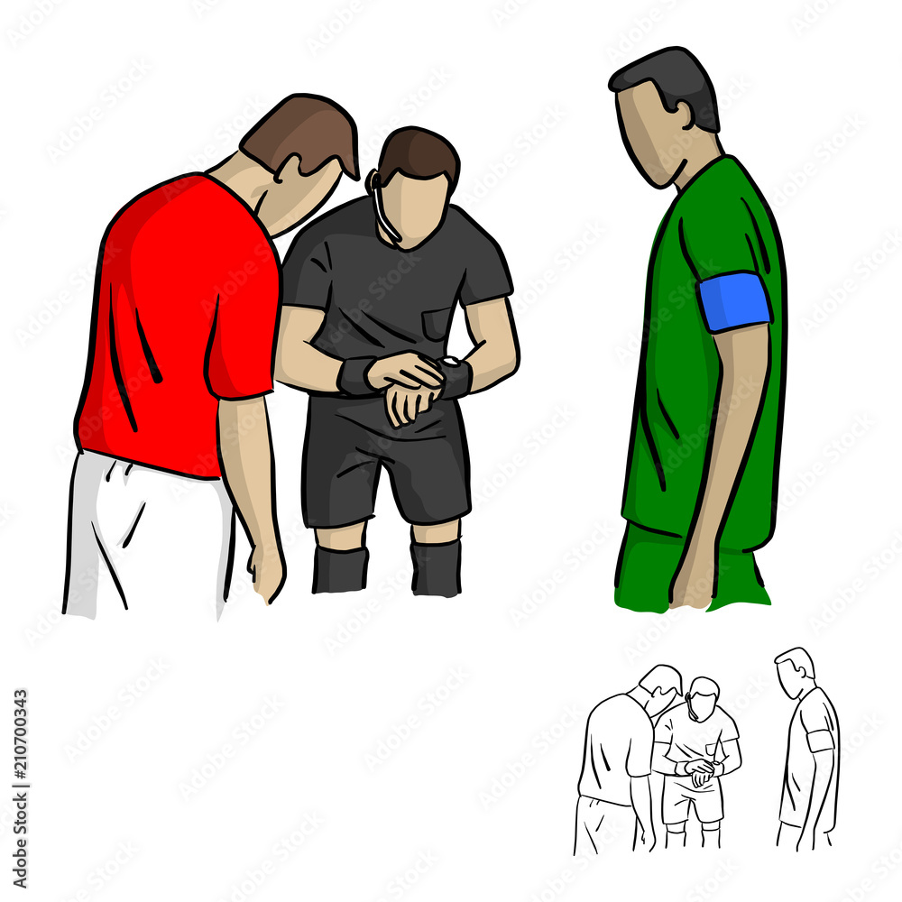 male referee tossing a coin before the soccer game vector illustration ...