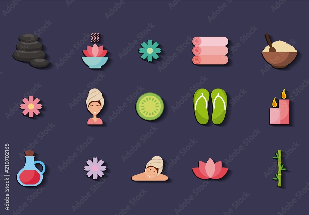 25 Colorful Spa Icons Stock Template | Adobe Stock