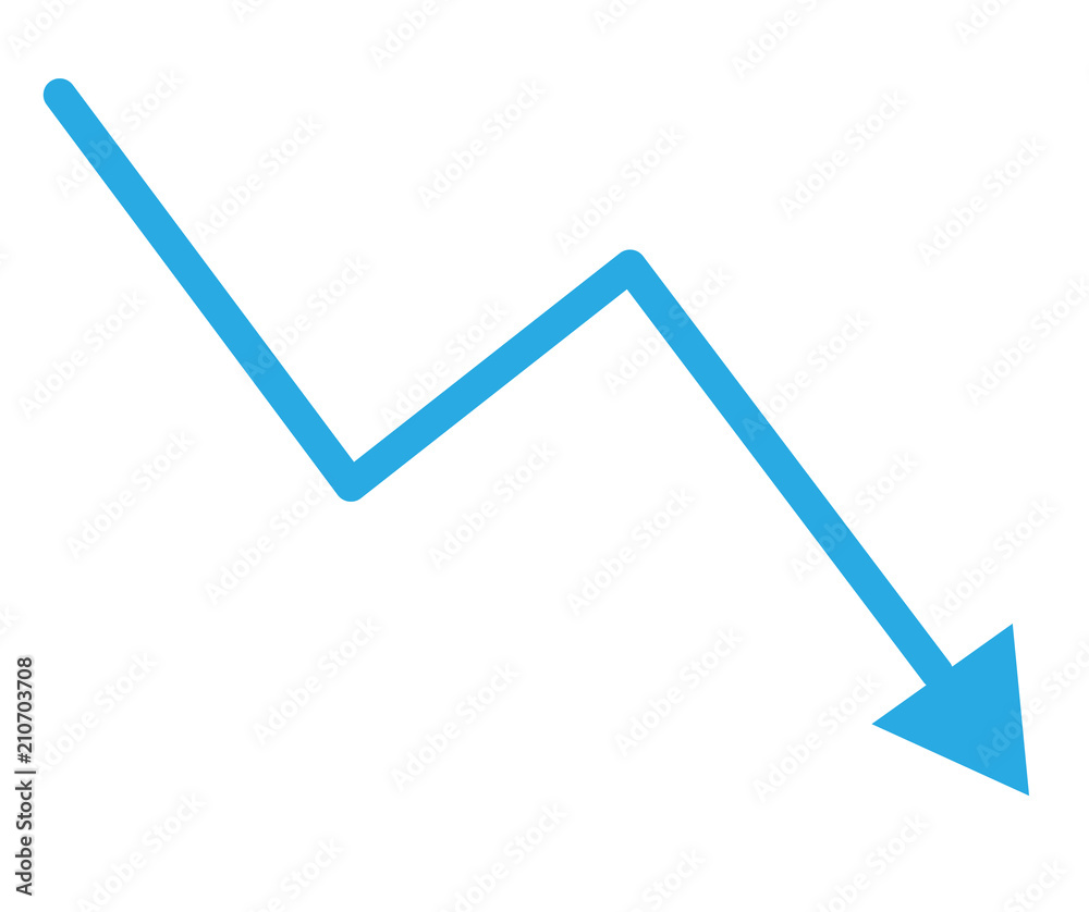 loss bar chart. decline arrow isolated on white background. trend ...