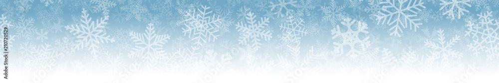 Christmas horizontal seamless banner of many layers of snowflakes of ...