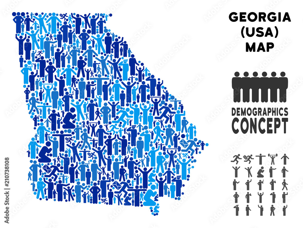 Vector population American State Georgia map. Demography abstraction of ...