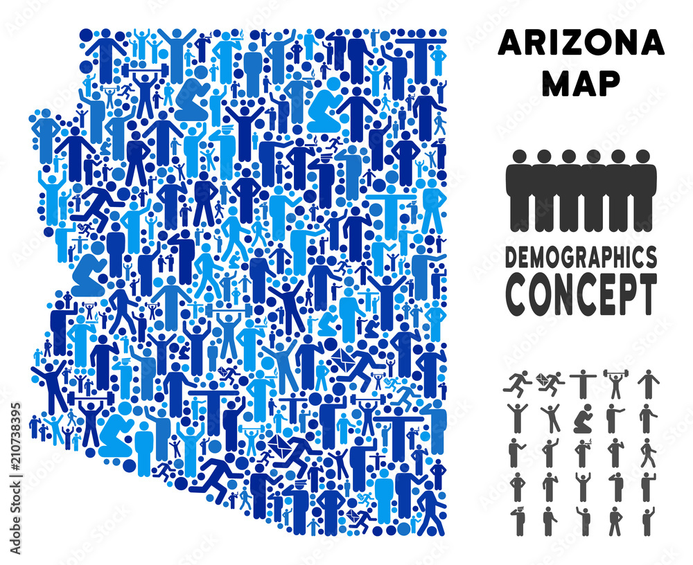 Vector population Arizona State map. Demography concept of Arizona ...