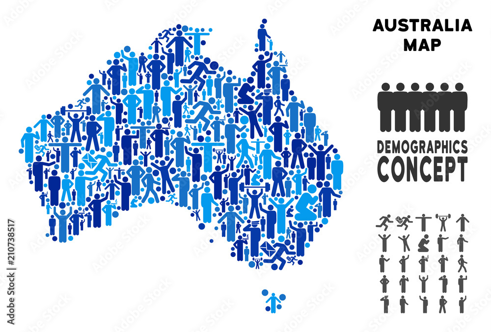 Vector population Australia map. Demography collage of Australia map ...
