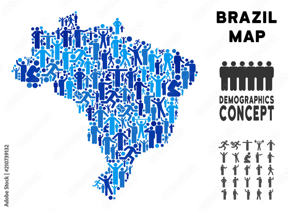 Vector population Brazil map. Demography collage of Brazil map designed ...