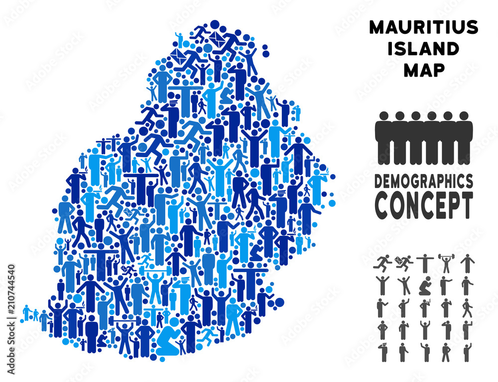 Vector population Mauritius Island map. Demography abstraction of ...