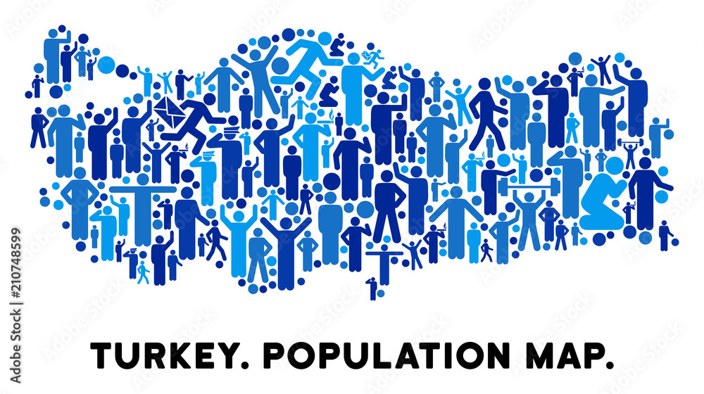 Vector population Turkey map. Demography abstraction of Turkey map ...