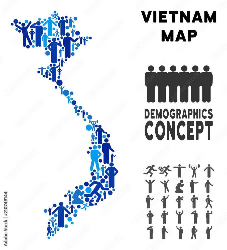 Vector population Vietnam map. Demography abstraction of Vietnam map ...