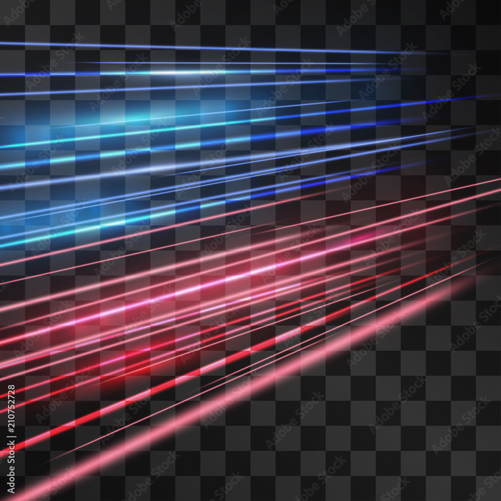 Vektorová grafika „Laser blue and red glow vector speed flash. Motion ...