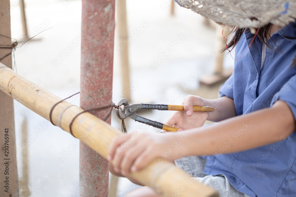 Little girl labor working in commercial building structure, World Day ...