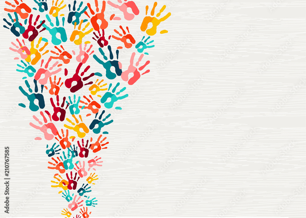 Colorful hand print paint background art Stock Vector | Adobe Stock