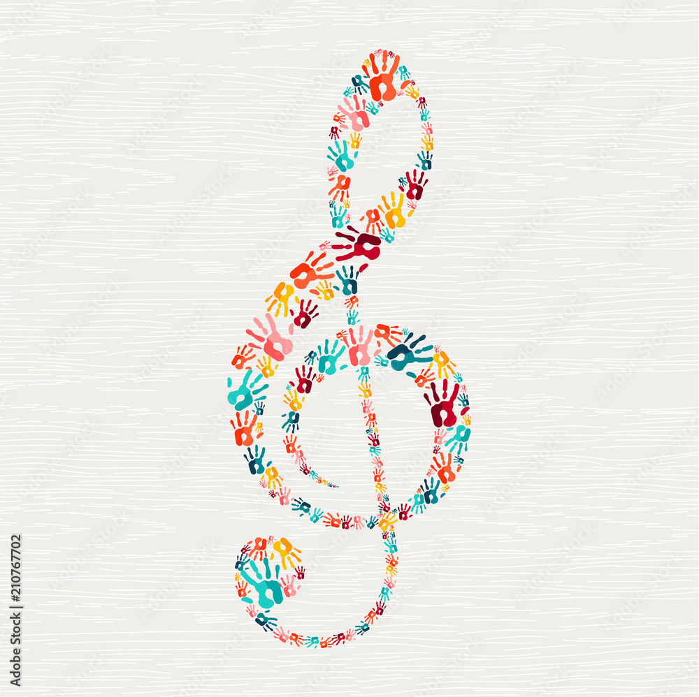 Human hand print music note shape concept Stock Vector | Adobe Stock