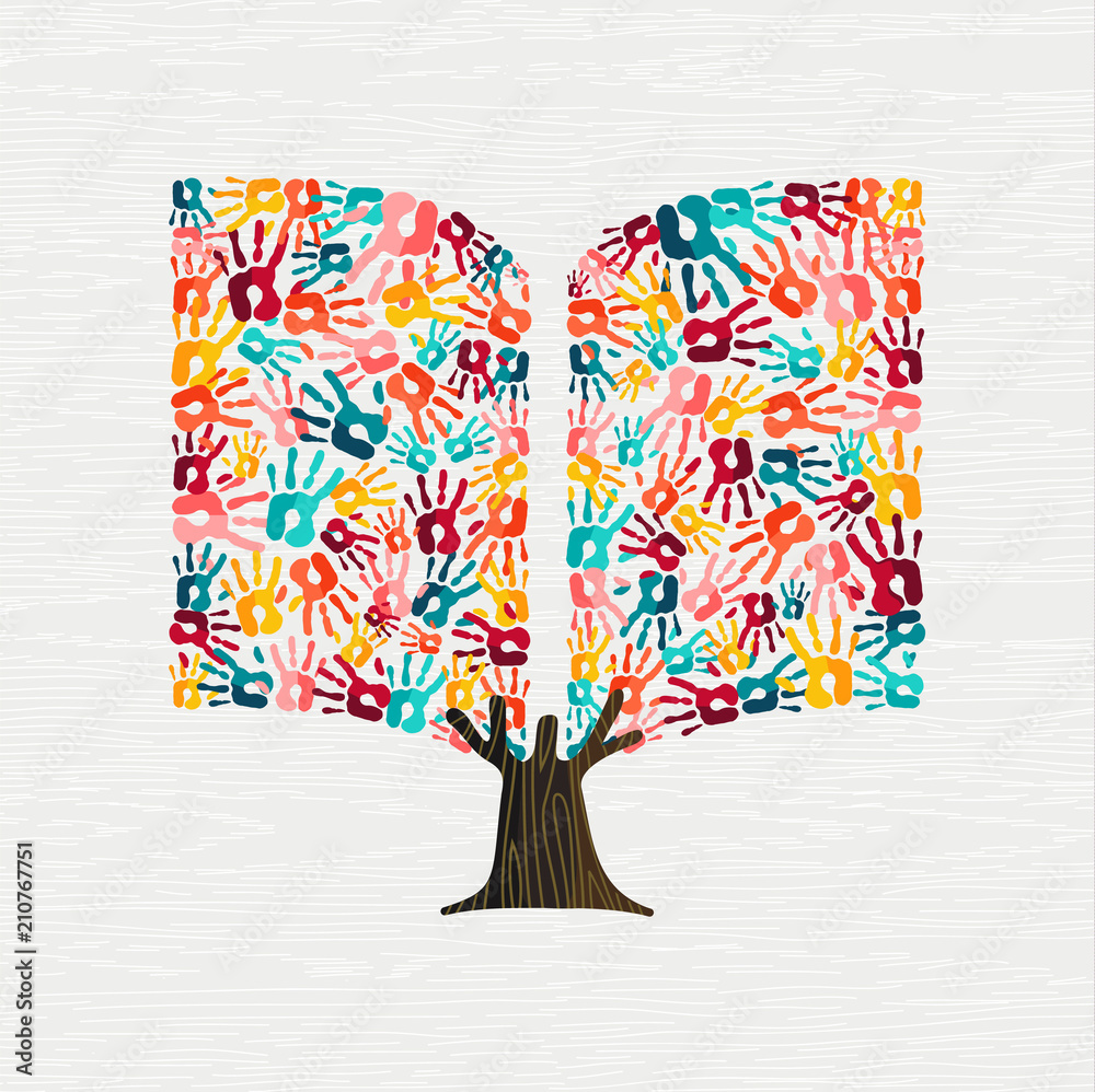 Hand tree concept in book shape for education Stock Vector | Adobe Stock