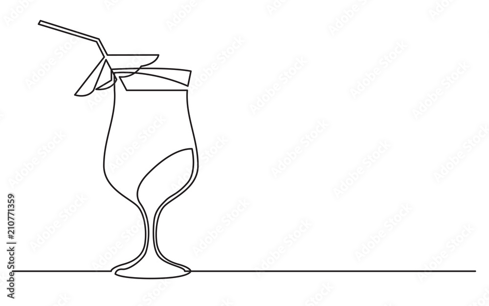continuous line drawing of exotic cocktail drink Stock Vector | Adobe Stock