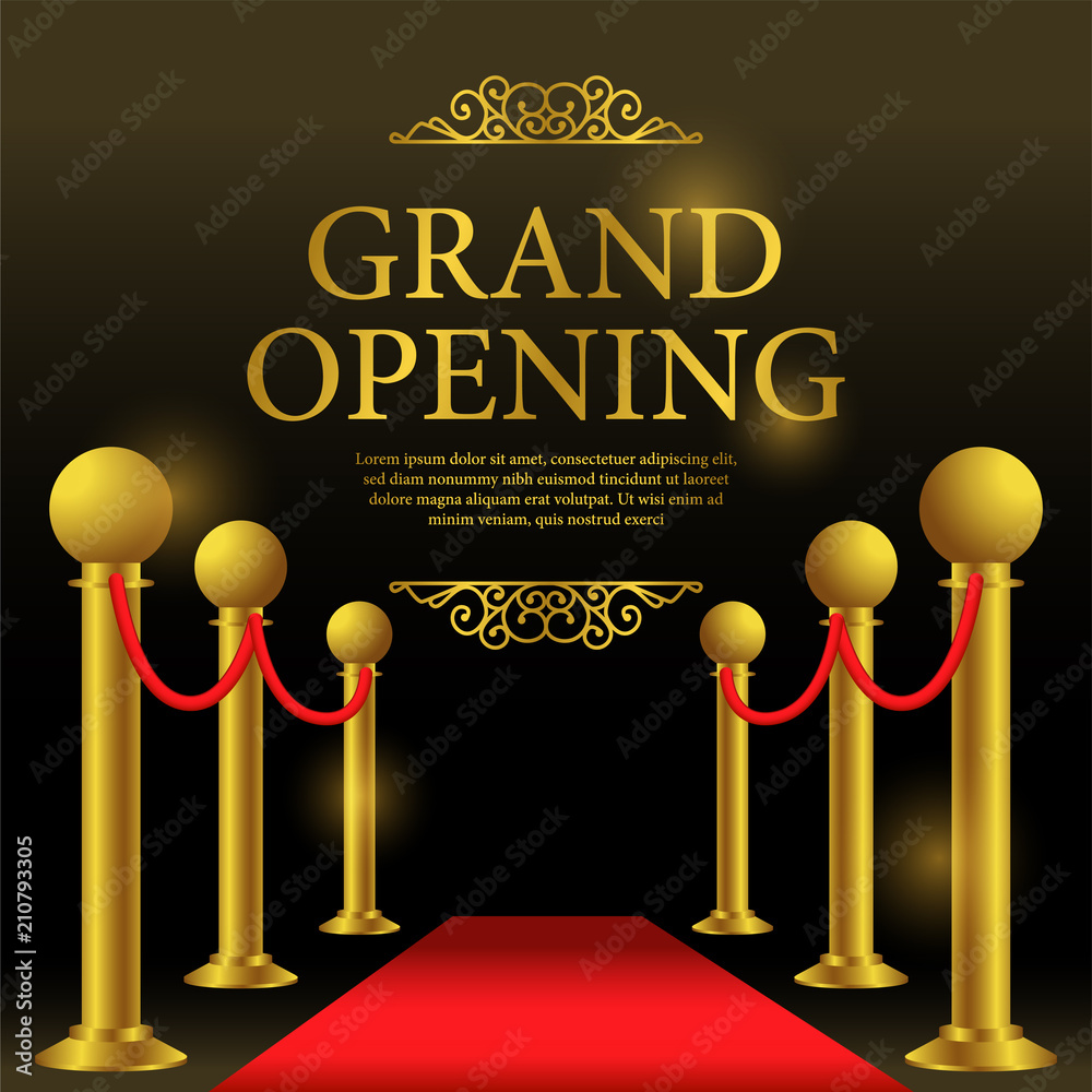 grand opening template with gold effect and red carpet, Stock Vector ...